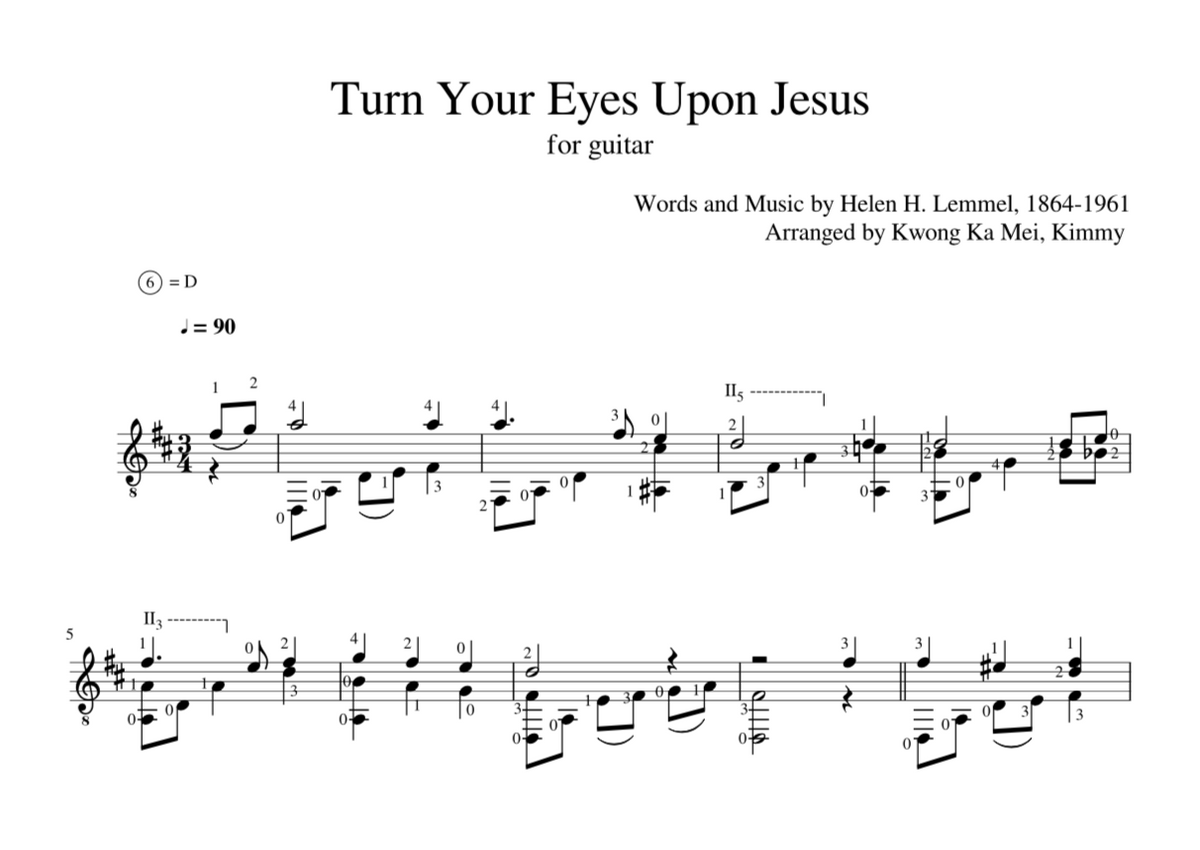 [Sheet] Turn Your Eyes Upon Jesus – Kimmy Kwong