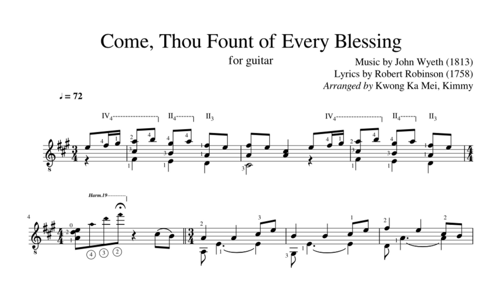 [Sheet] Come Thou Fount of Every Blessing – Kimmy Kwong