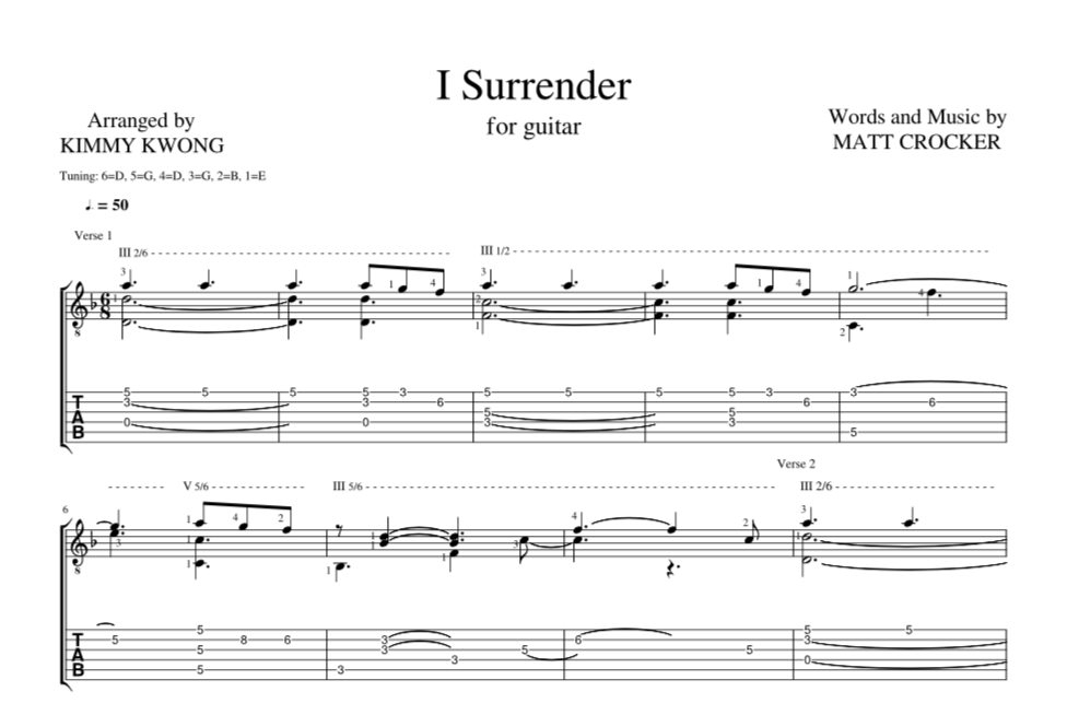 [Sheet+Tab] I Surrender (Hillsong Worship) – Kimmy Kwong