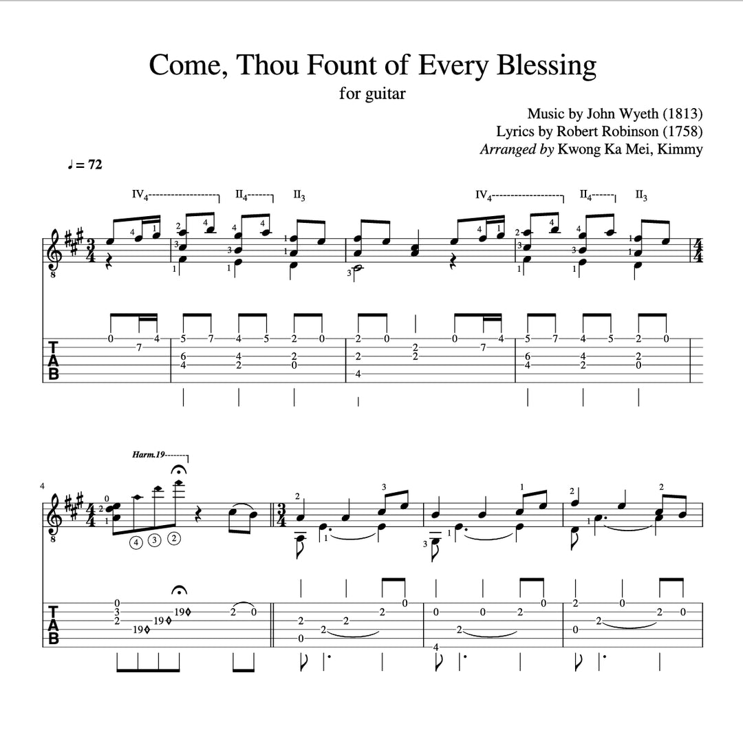 [Sheet+Tab] Come Thou Fount of Every Blessing – Kimmy Kwong